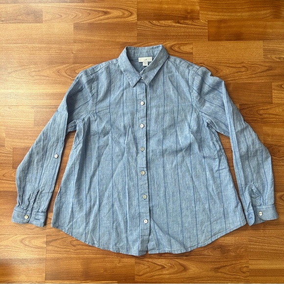 J. Jill | Tops | 32 Jjill Blue Linen Shirt | Poshmark